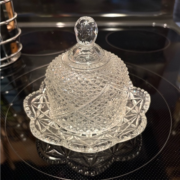 Avon | Dining | Vintage Avon Fostoria Crystal Covered Round Butter Dish ...